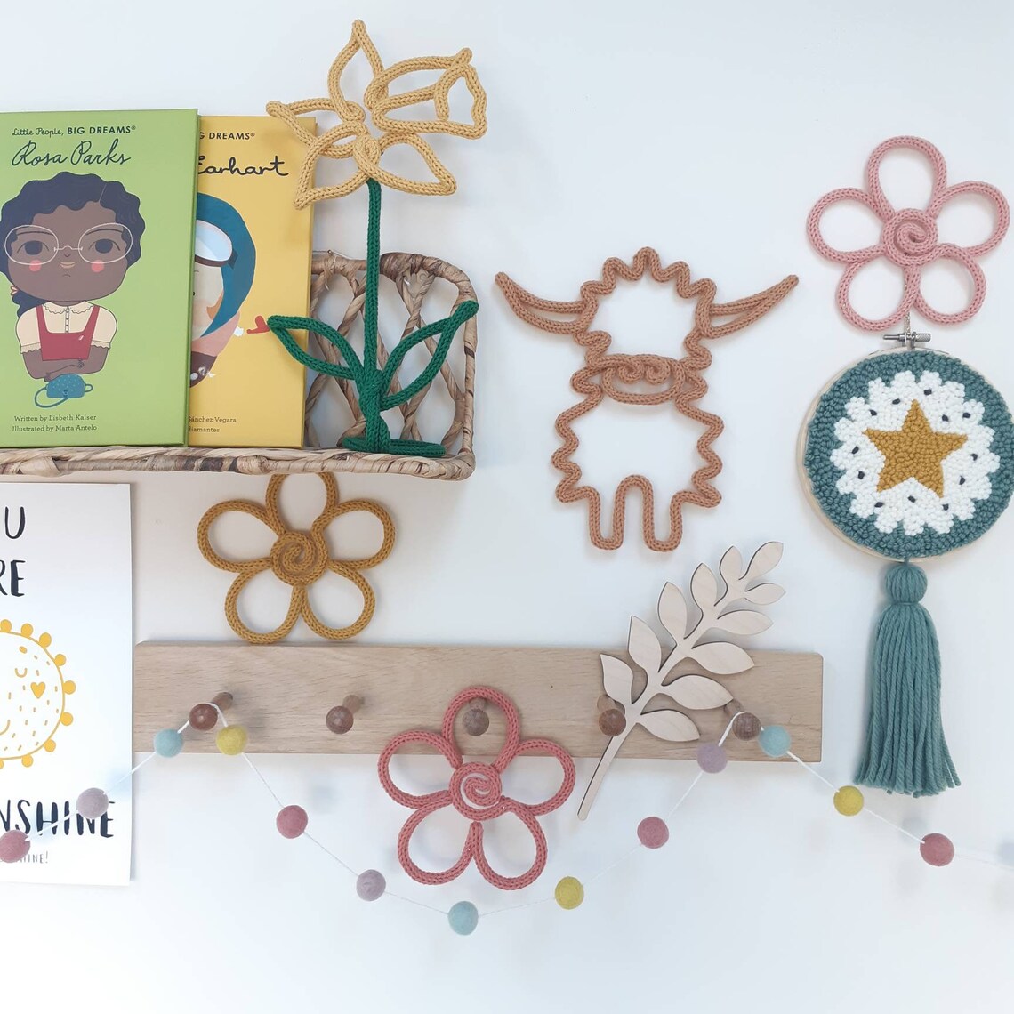 Flower Knitted Wire Decorations// Mother's Day Accessories - Etsy