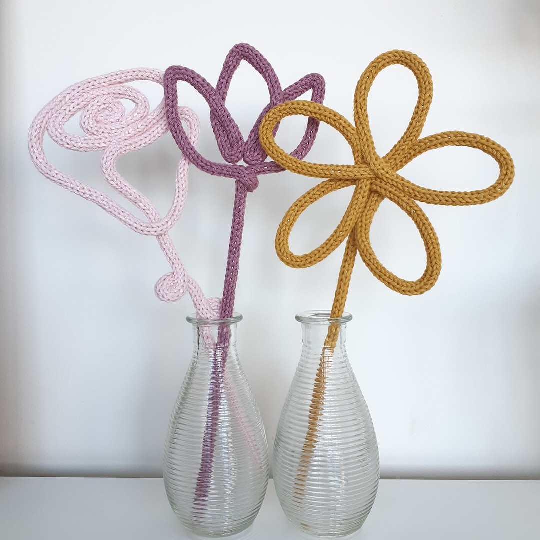 Flower Knitted Wire Decorations // Faux Wire Flowers // Flower Gift ...