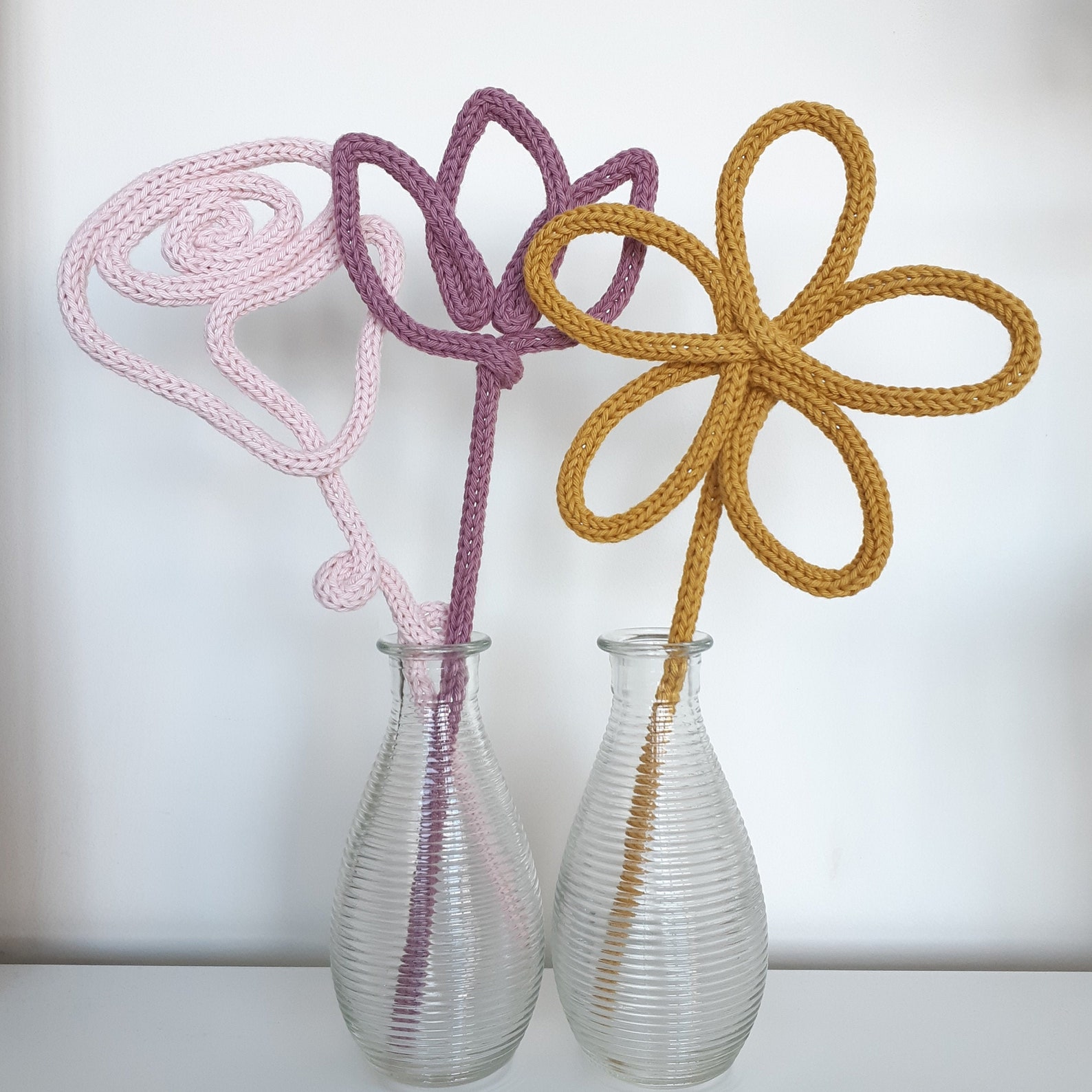 Flower Knitted Wire Decorations // Faux Wire Flowers // Flower Gift ...