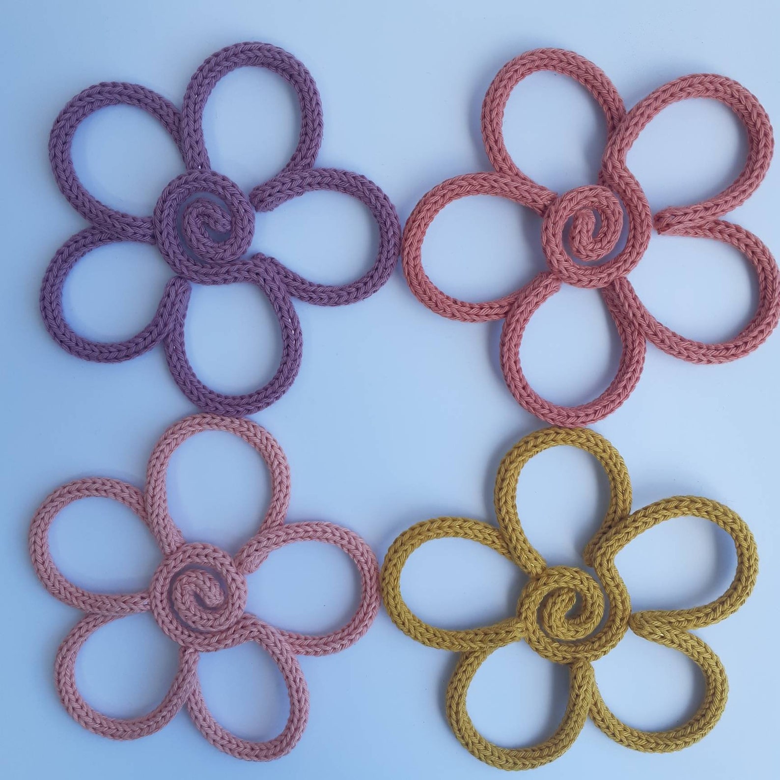 Flower Knitted Wire Decorations// Mother's Day Accessories - Etsy