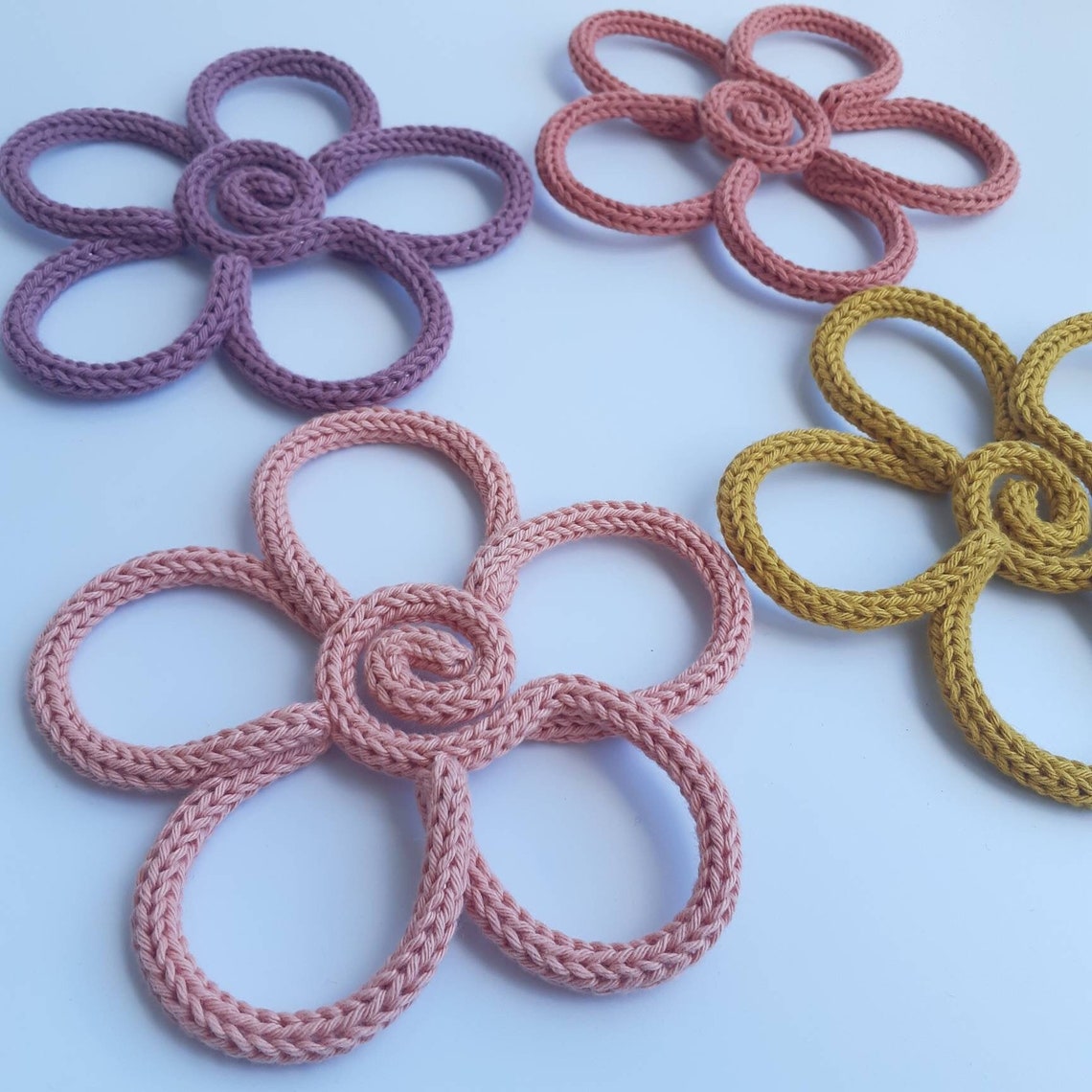 Flower Knitted Wire Decorations// Mother's Day Accessories - Etsy