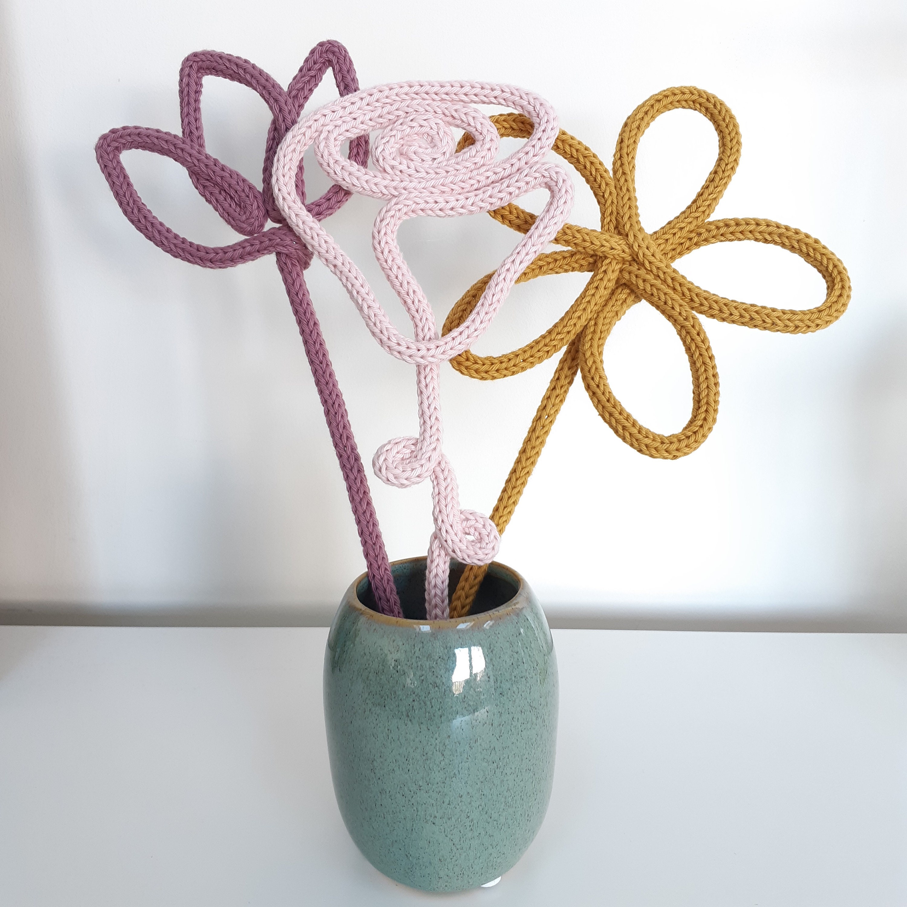 Flower Knitted Wire Decorations // Faux Wire Flowers // Flower Gift ...