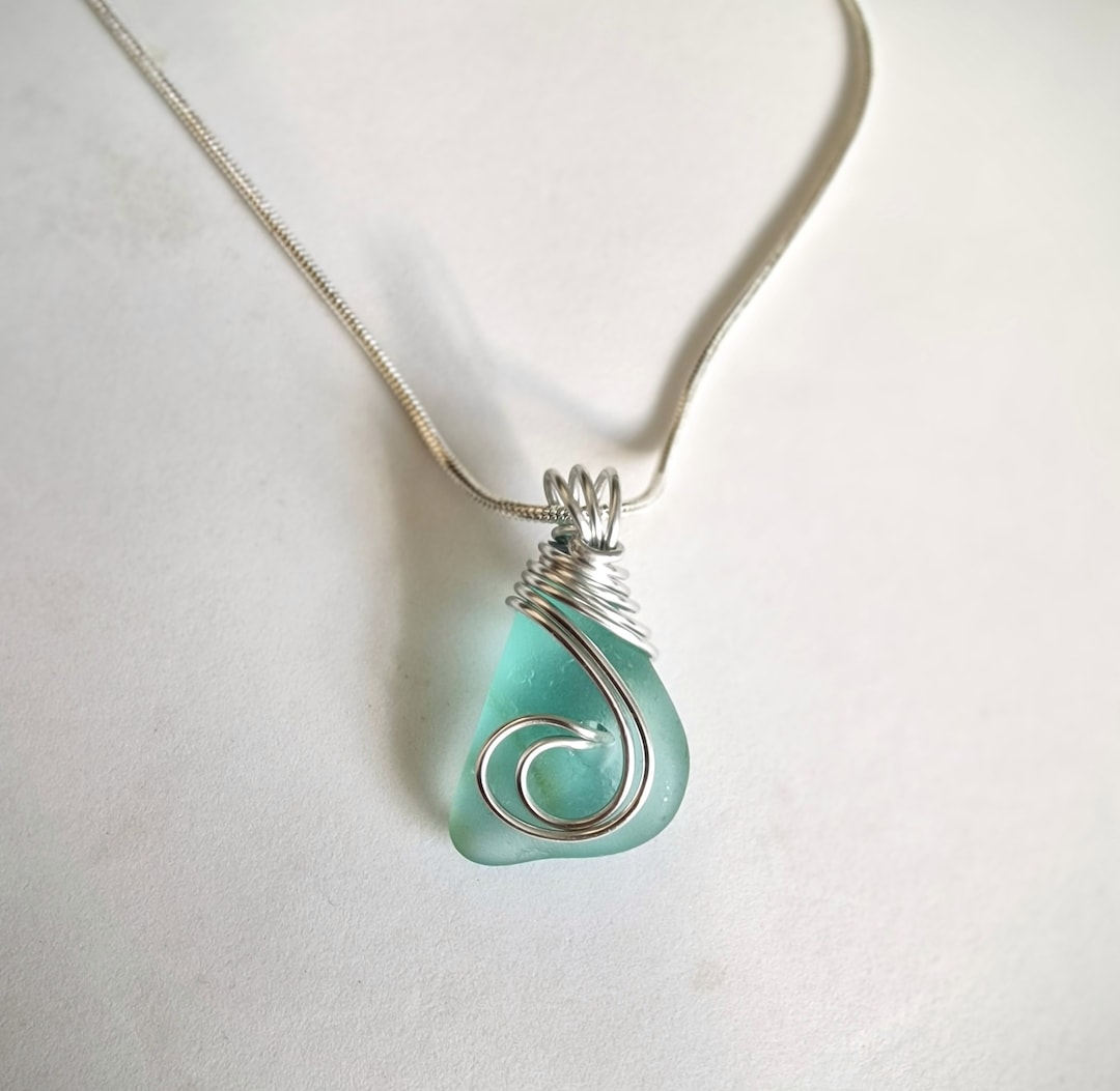 Sea Glass Necklace, Handmade Jewellery, Beach Glass Jewelry, Silver ...