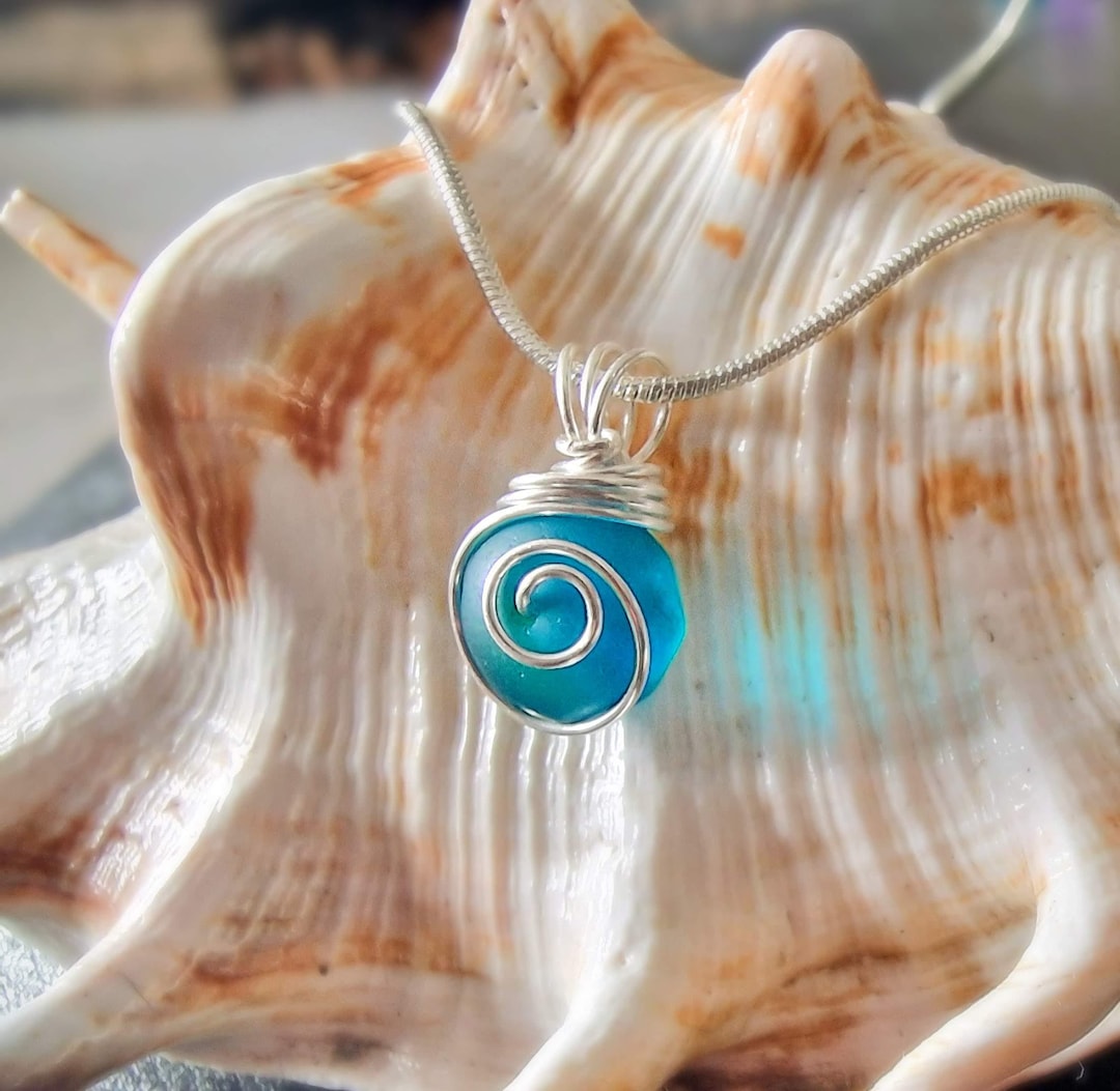 Sea Glass Pendant Necklace, Handmade Jewellery, Wire Wrapped Jewelry ...