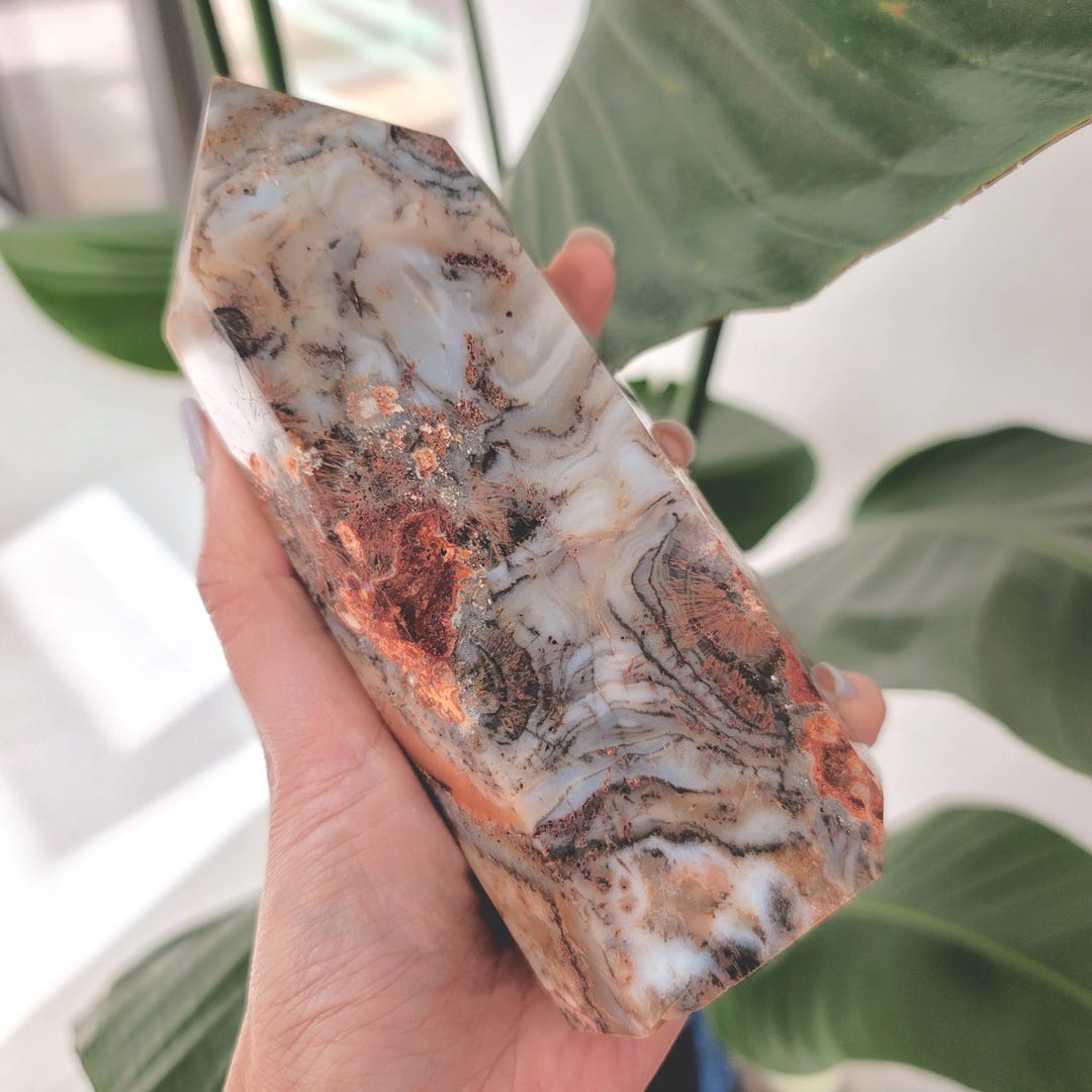 Sagenite Agate Tower • Sagenitic Agate • Unique Crystal Tower • Natural ...