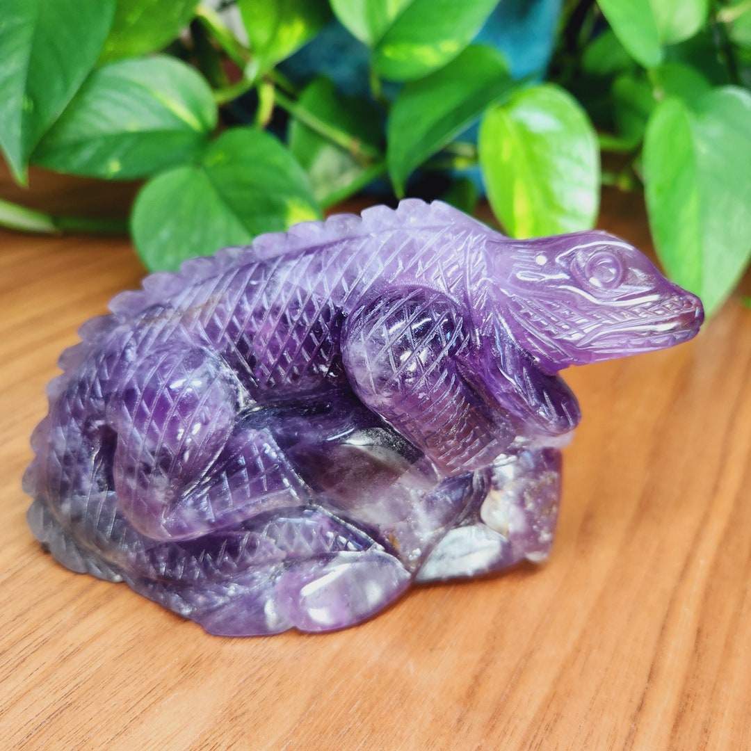 Dream Amethyst Lizard Iguana • 5" Crystal Gemstone Lizard Iguana ...