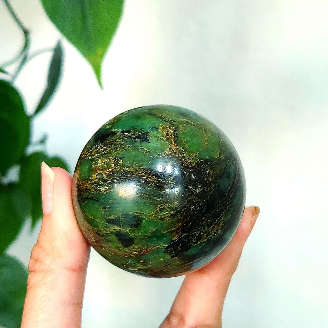 Emerald With Mica Sphere•emerald Jasper Sphere•green Emerald Crystal ...