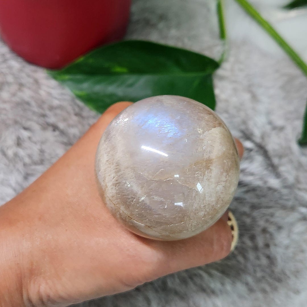 Moonstone Sphere • Blue, White Flash Moonstone Crystal Sphere Gift ...