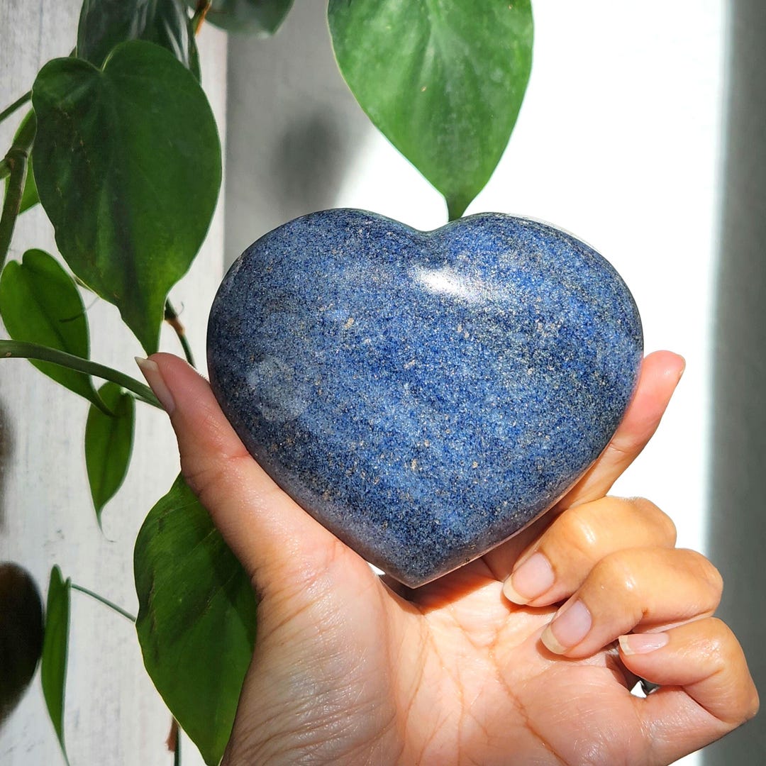 Dumortierite Heart • RARE 3.9" Large Blue Dumortierite Puffy Heart ...