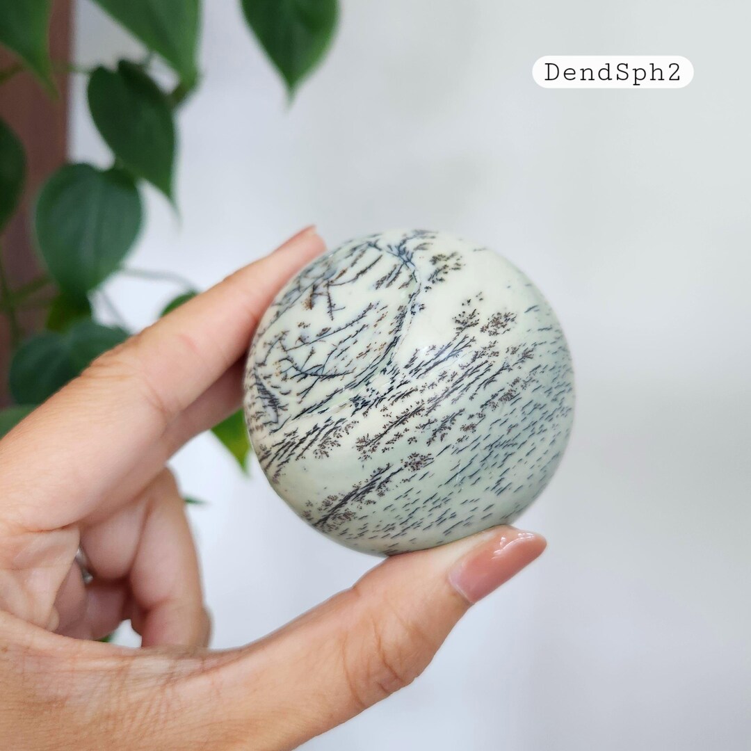 Dendritic Jasper Sphere • 2.4" Light Green Dendritic Sphere • Crystal ...