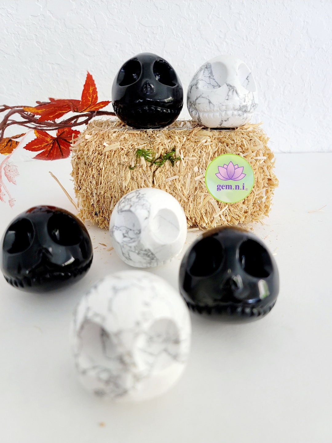 Jack Skull • Skeletal Skull•halloween Skull•howlite•black Obsidian ...