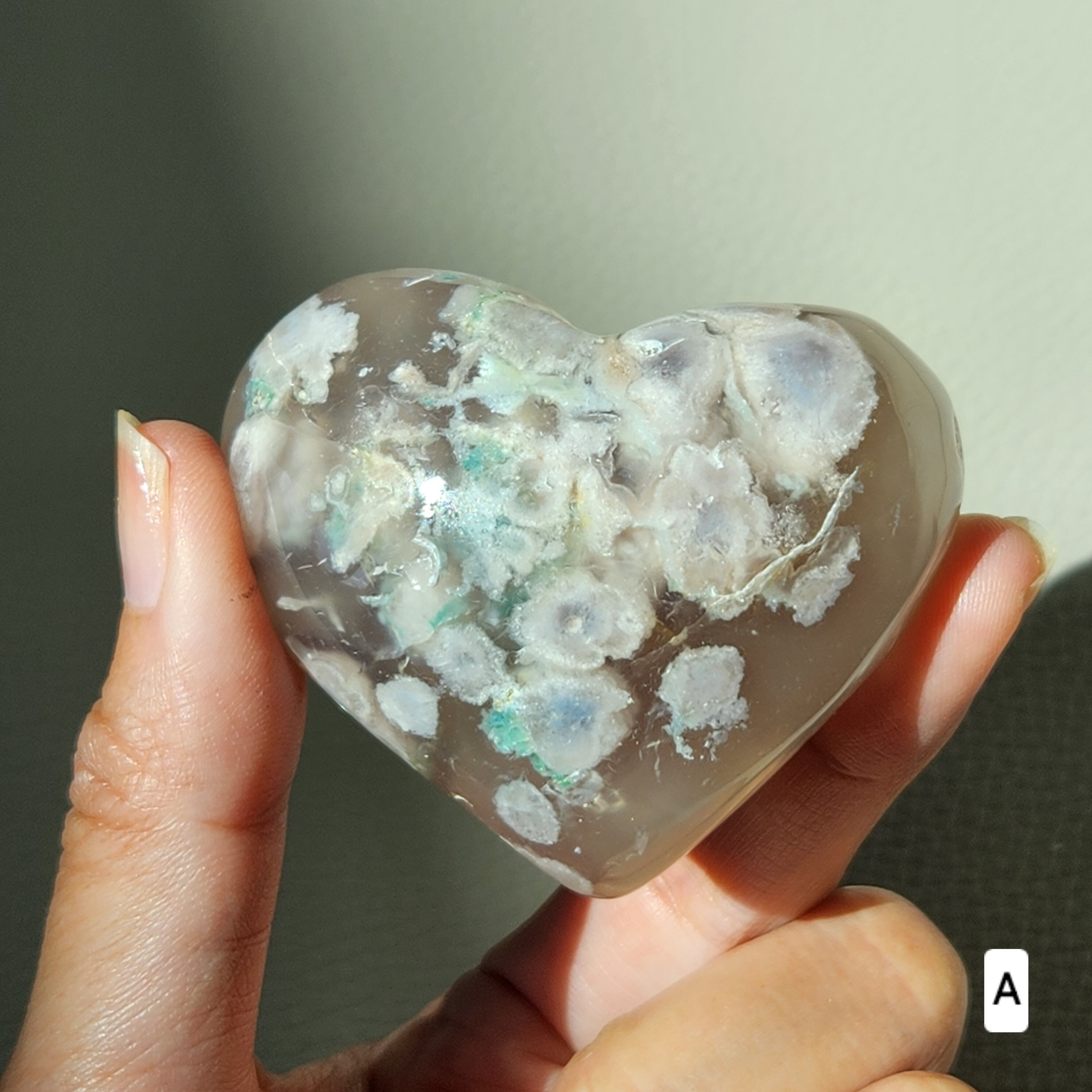 Flower Agate Heart - Sakura Cherry Flower Agate Hearts - Crystal Agate ...