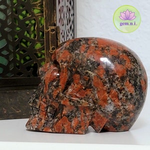 Jasper Skull • 3.74" Brecciated Jasper Skull Sculpture Carving ...