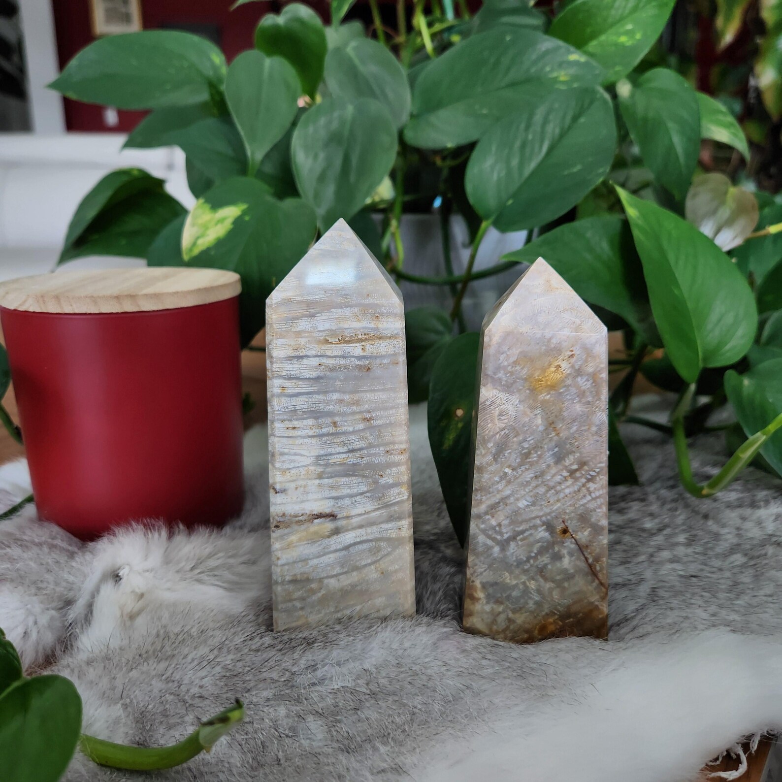 Coral Jade Tower • 5" Coral Jade Crystal Point • Crystal Home ...