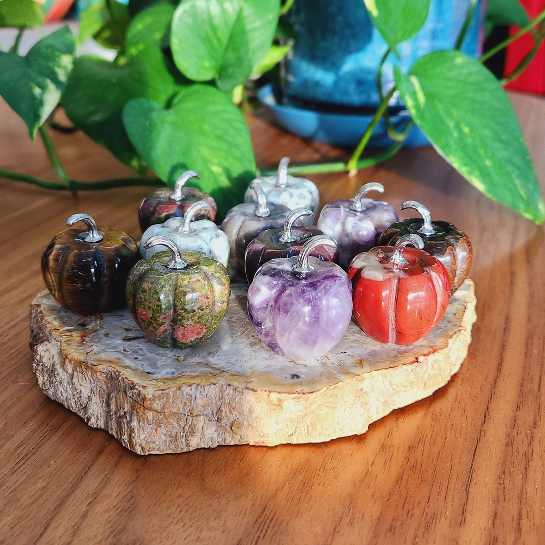 Pumpkin Crystal Gemstone Carving • Pumpkin Figurine Home Decoration ...