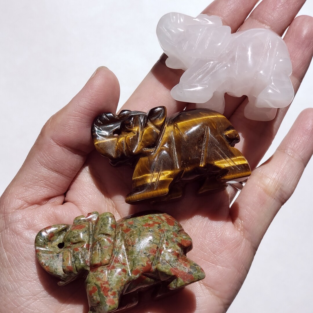 Elephant Crystal Elephant Carving Crystal Animal Carving Small Crystal ...
