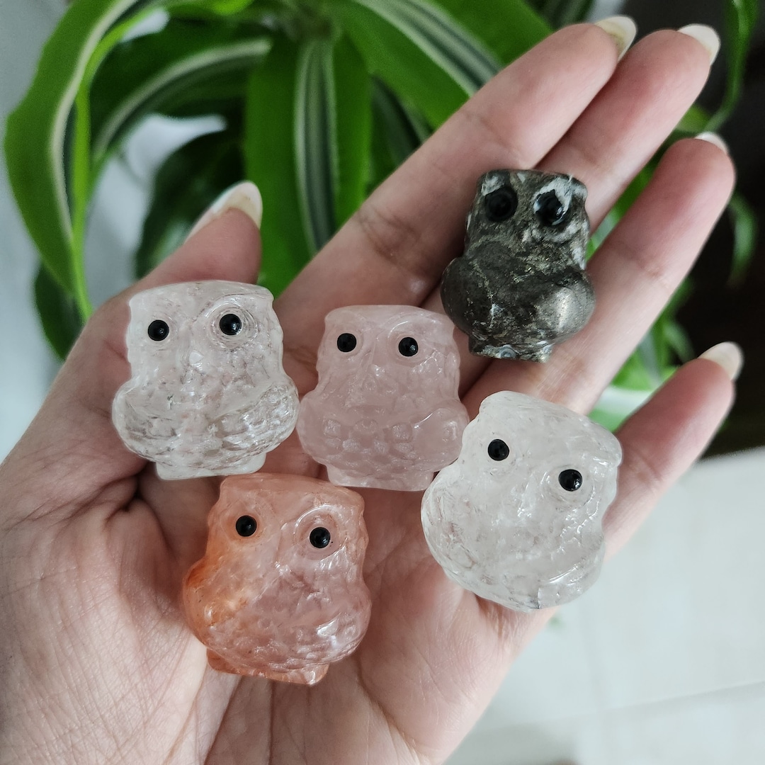 Crystal Owl Clear Quartz Owl Pyrite Owl Crystal Gift Stone Owl ...