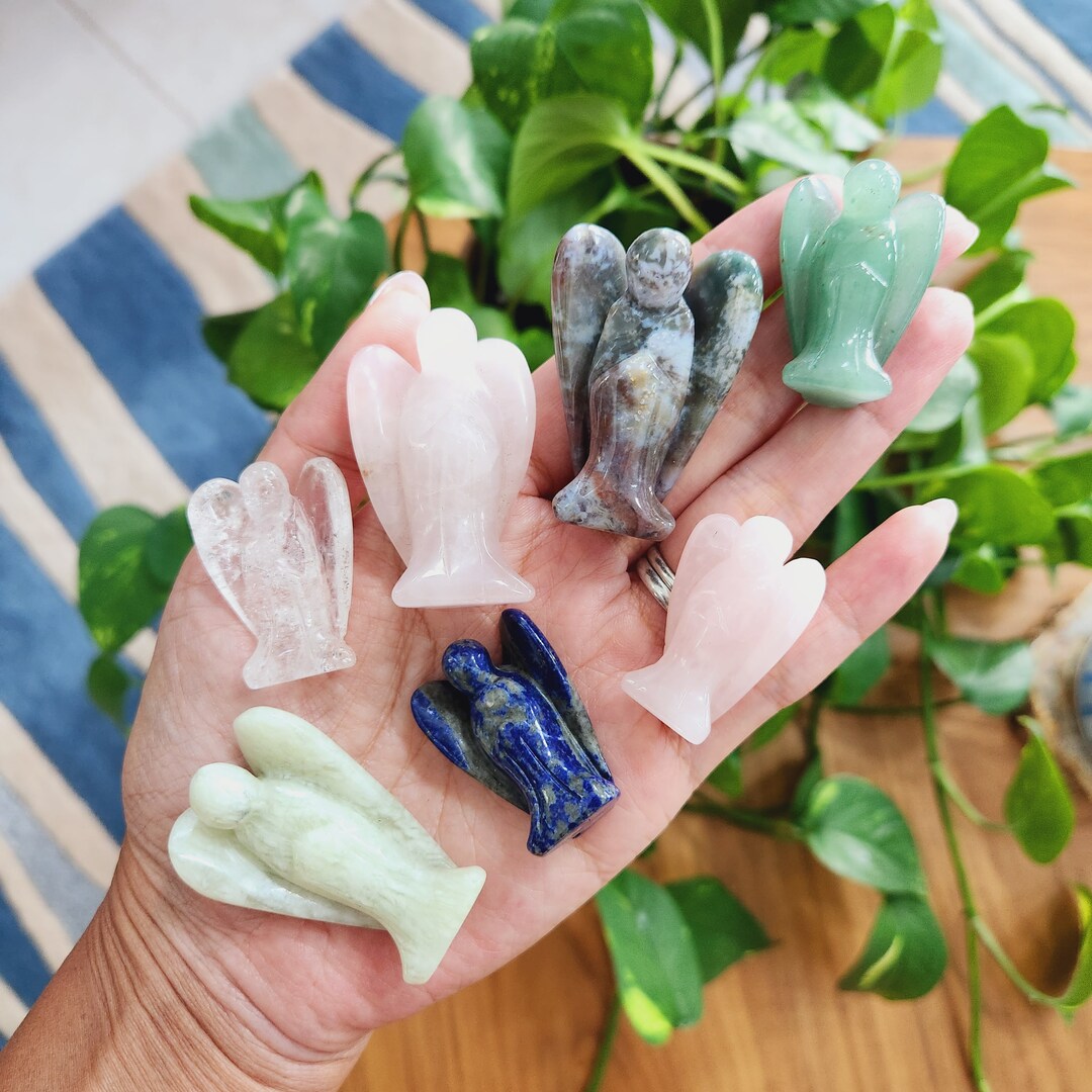 Angel Carving • Quartz Angel • Rose Quartz Angel • Green Aventurine ...