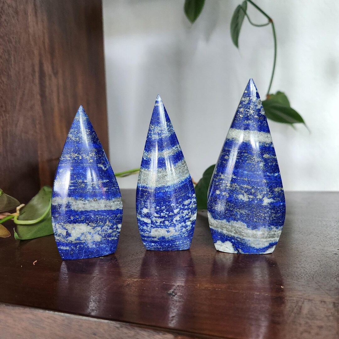 Lapis Lazuli Flame • 4"+ Lapis Lazuli Flame With Pyrite • Healing ...