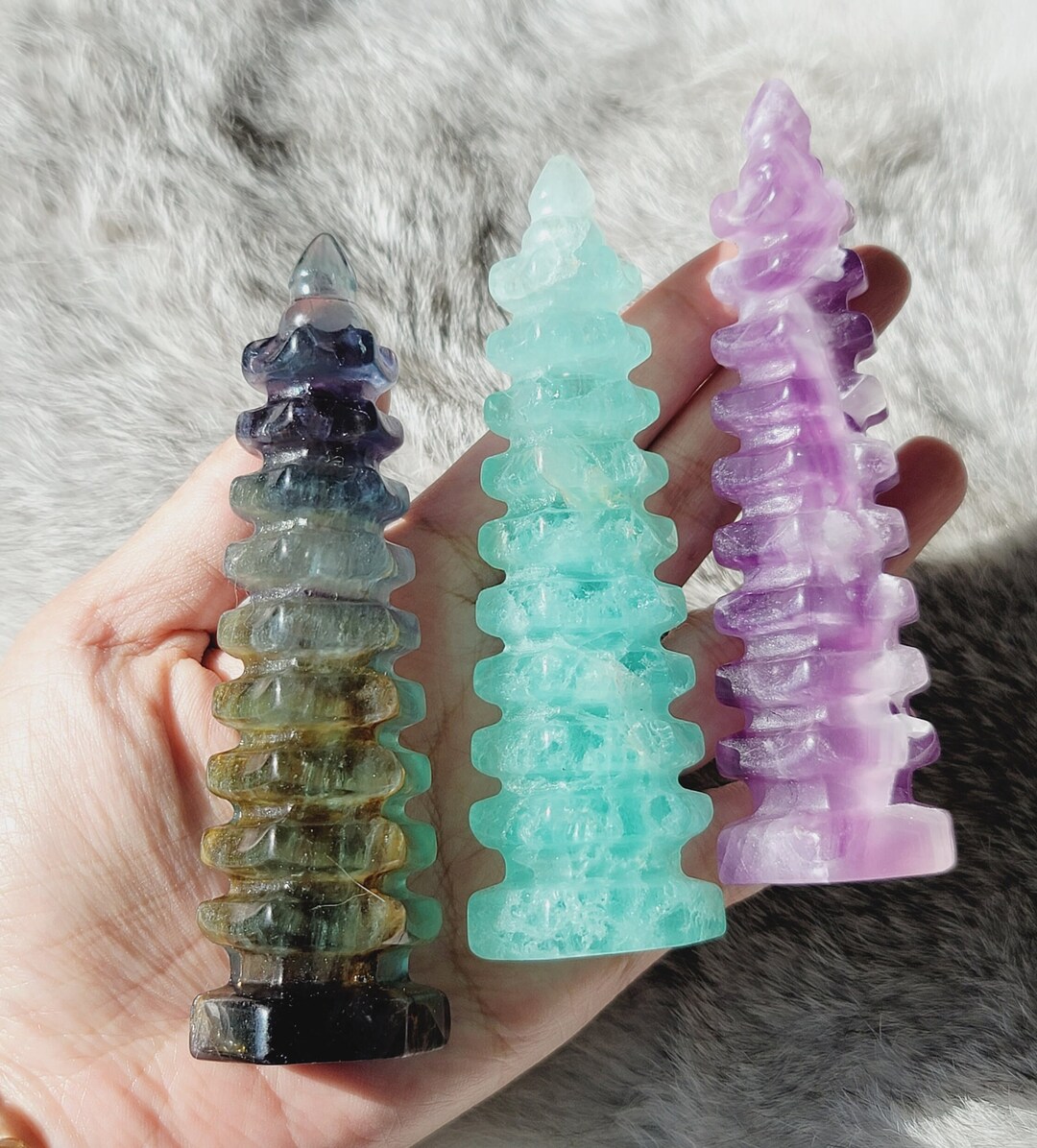 Fluorite Tower • 4.8" Chinese Wenchang Pagoda Towers • Crystal Point ...