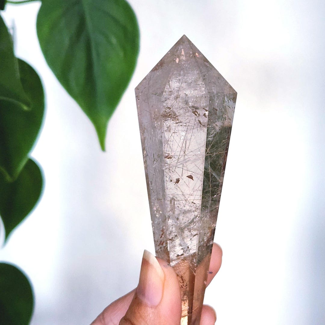 Rutilated Quartz Wand • 5.7" Golden Rutilated Crystal Wand Point With ...