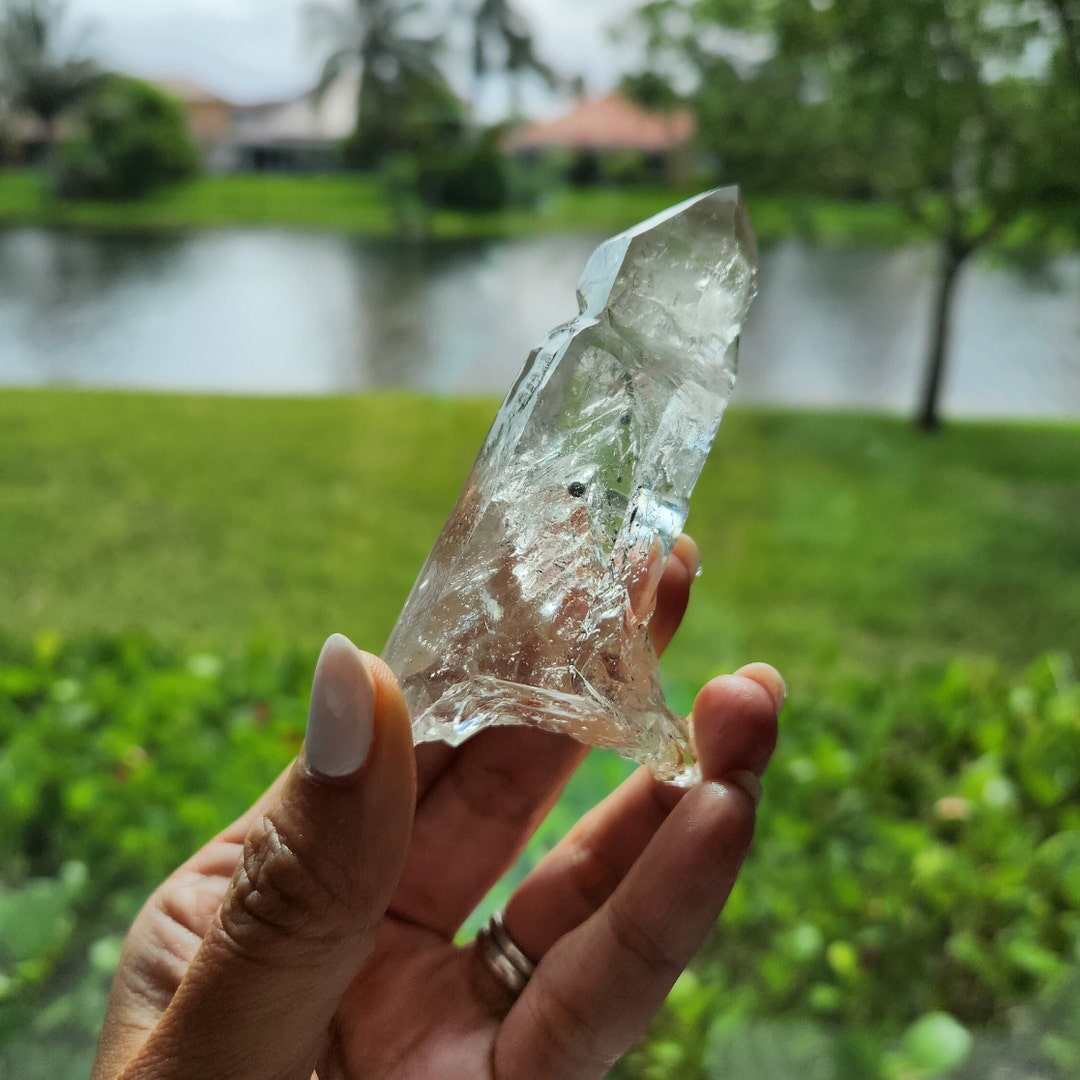 Quartz Enhydro -3" Crystal Enhydro Point • Clear Quartz Free Form ...