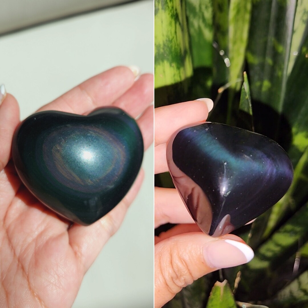 Rainbow Obsidian Heart • Rainbow Obsidian Crystal Heart - Gift Alter ...