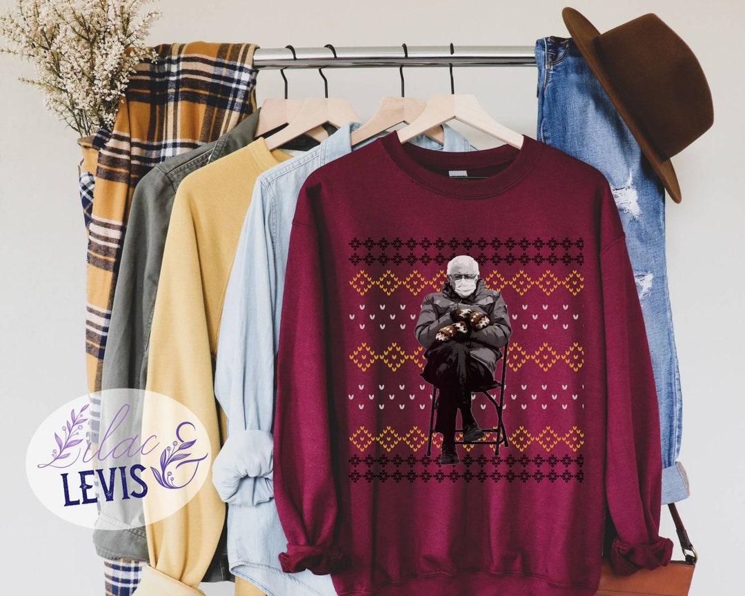 Funny Fall Sweatshirt, Bernie Sanders Mittens Meme Sweater, Biden ...
