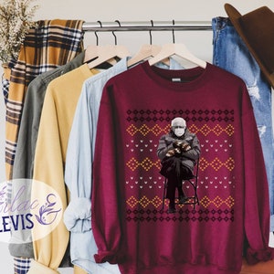 Funny Fall Sweatshirt, Bernie Sanders Mittens Meme Sweater, Biden ...