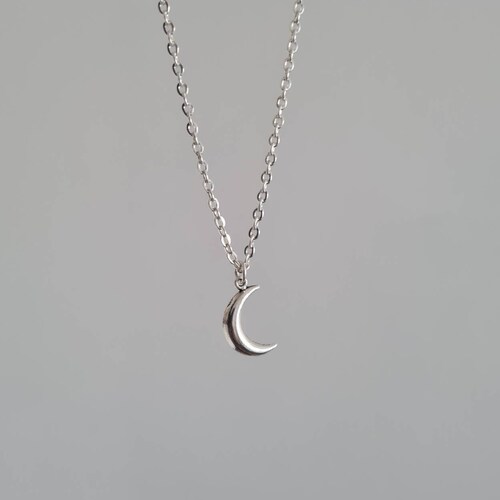 Silver Chain Necklace With Silver Moon Charm Silver Moon - Etsy