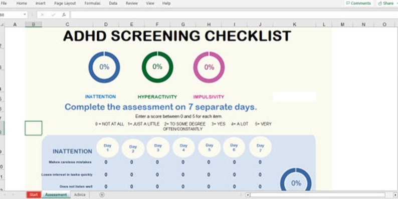 ADHD Screening Checklist Digital Download - Etsy