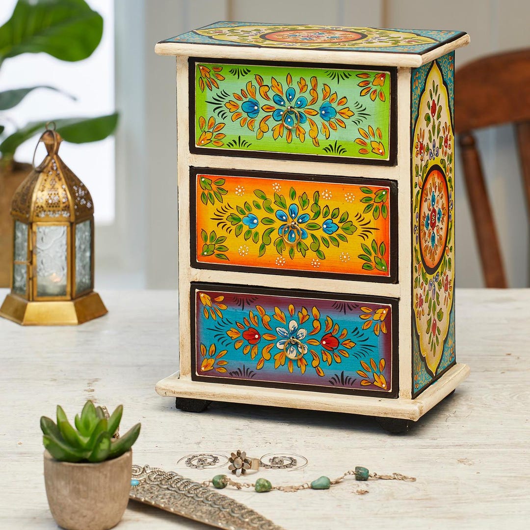 Hand Painted Chest Drawer | Jewellery Storage | Trinket Box - Etsy