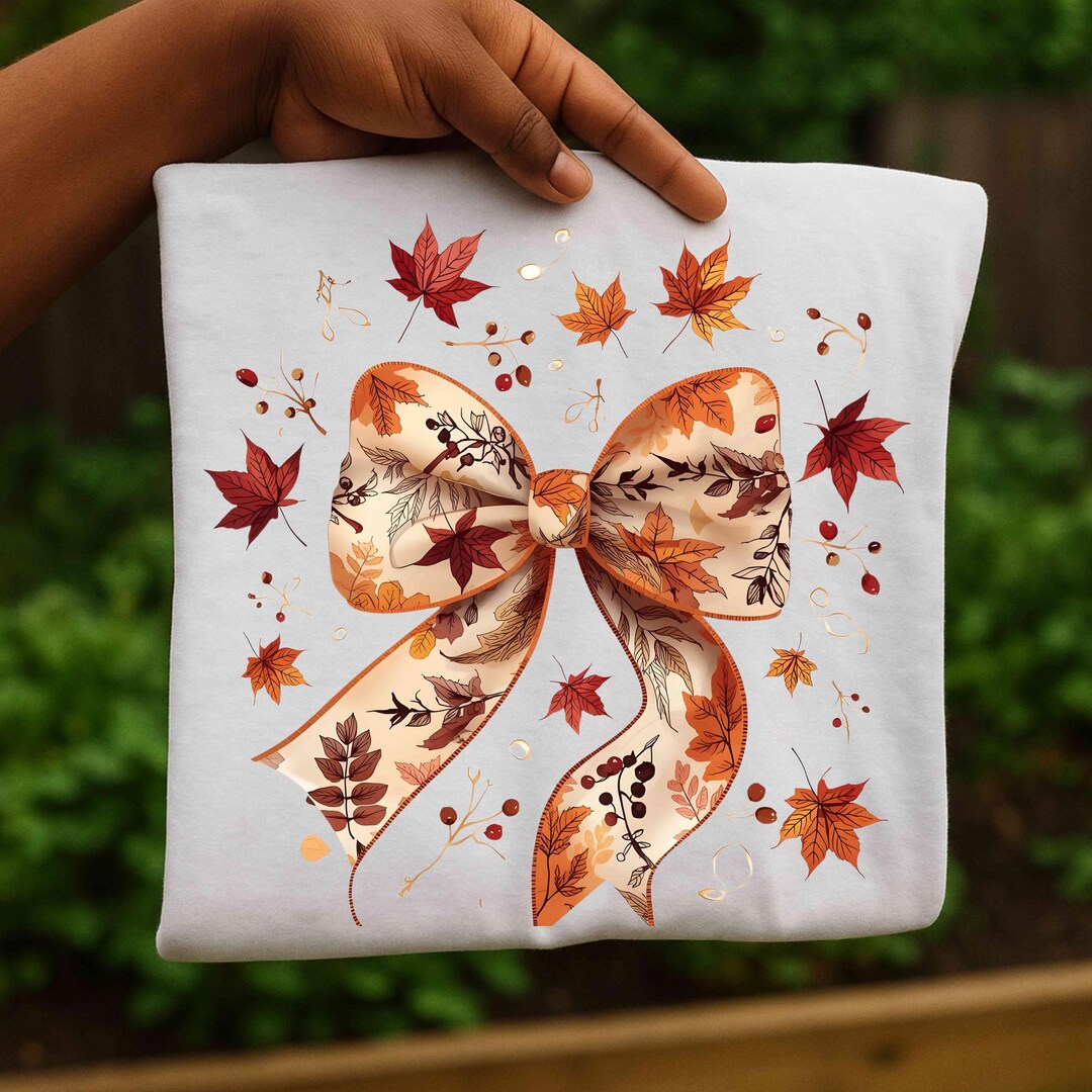 Autumn Maple Leaf Bow Clipart – Fall Ribbon PNG, Transparent Autumn Bow ...