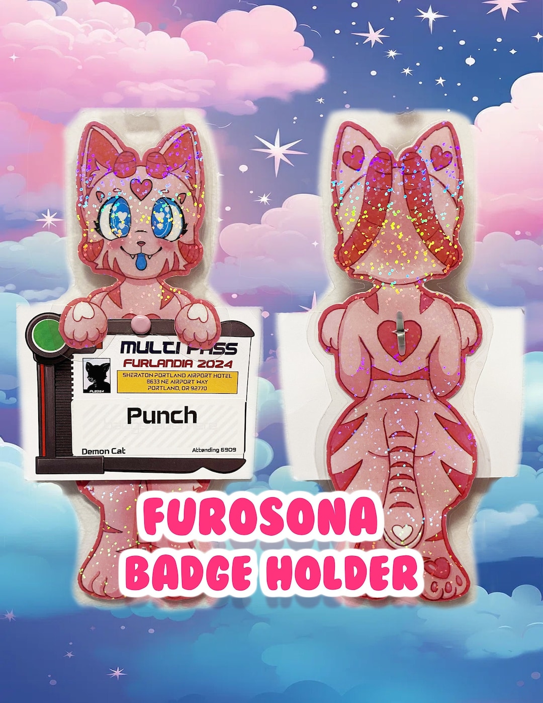 CUSTOM Fursona Badge Holder - Furry/ Fursuit/ Fursona/ Cosplay ...