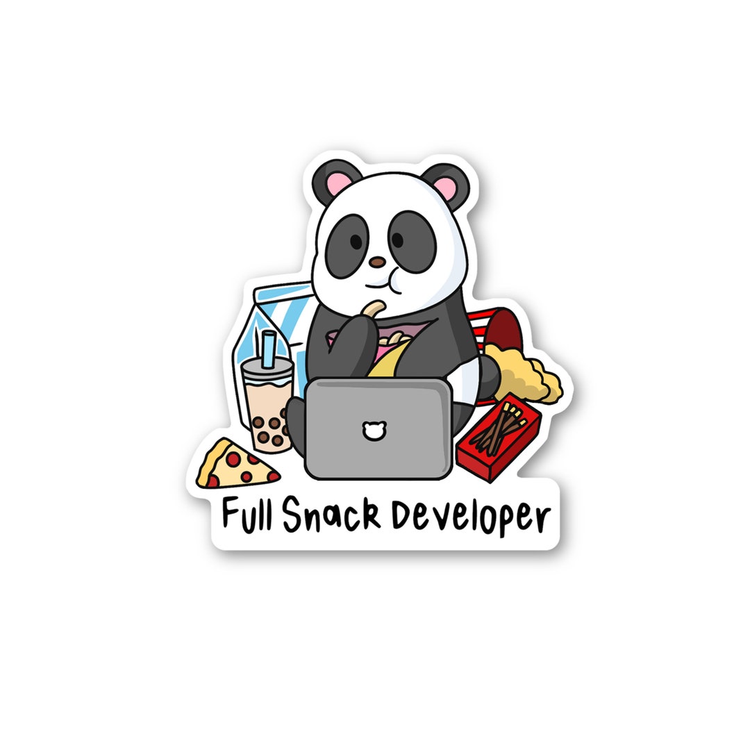 Full Snack Developer Panda Sticker | Tech Puns Sticker | Laptop Hydroflask Waterproof Animal ...