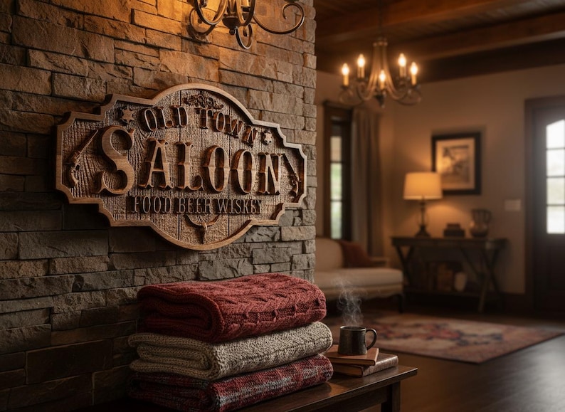 24" X 12" Rustic Western Saloon Sign – Old Town Bar Pub Decor ...
