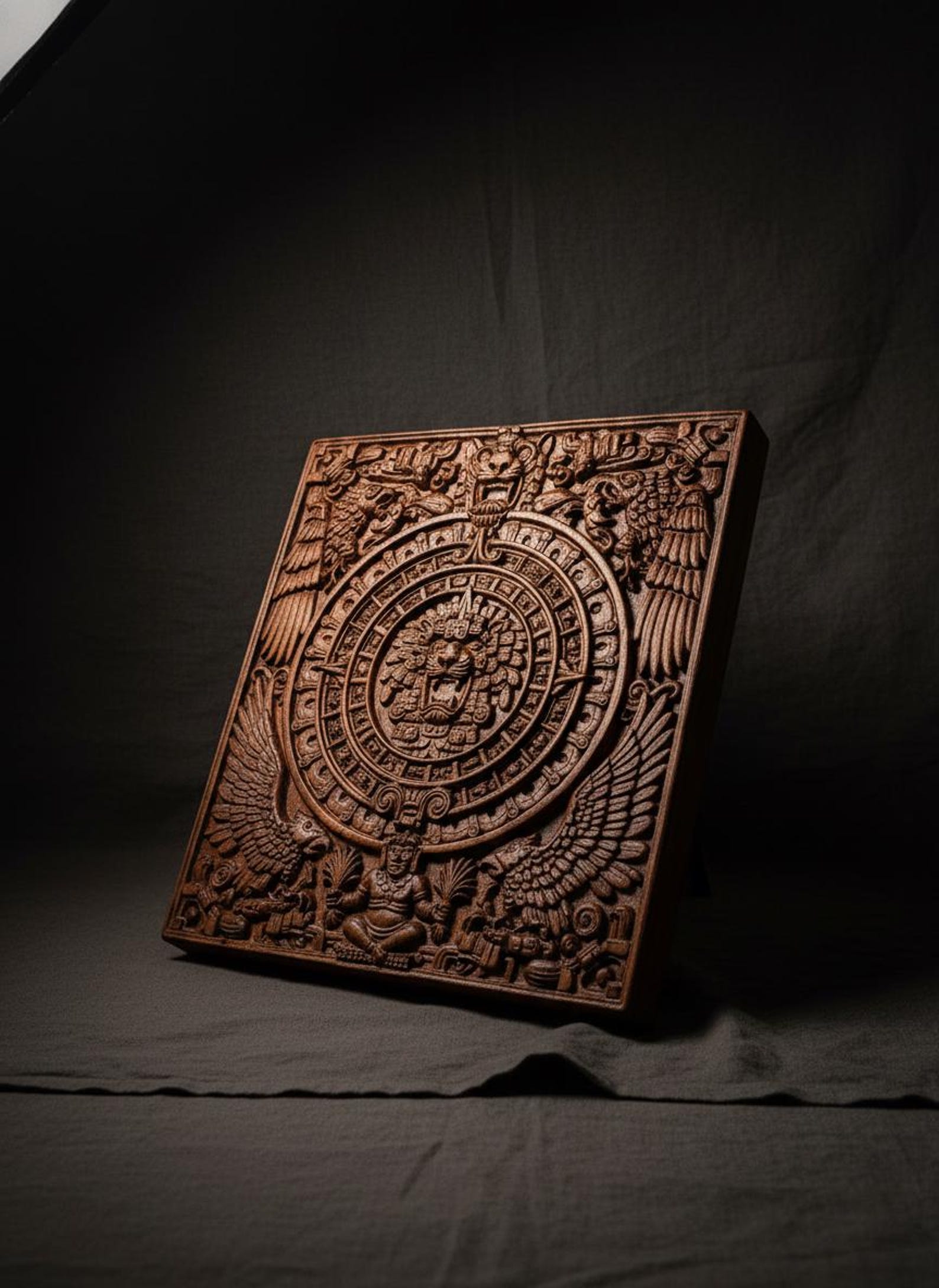 24" X 21" Aztec Mayan Calendar Wood Carving Wall Art | Mesoamerican ...