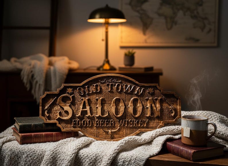 24" X 12" Rustic Western Saloon Sign – Old Town Bar Pub Decor ...