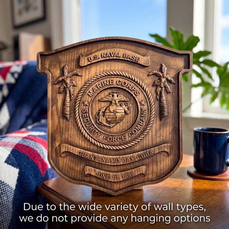 18" Guantanamo Bay USMC Security Force Carved Wood Plaque | Gitmo ...