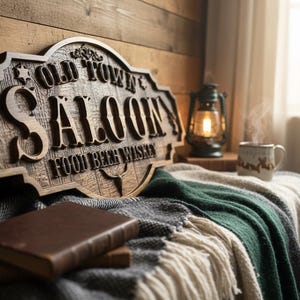 24" X 12" Rustic Western Saloon Sign – Old Town Bar Pub Decor ...