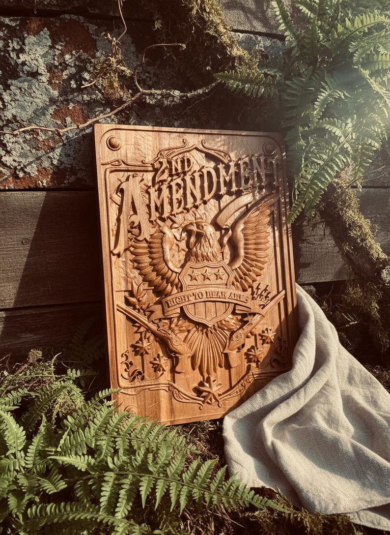 12" - 2nd Amendment Wood Carving | Right to Bear Arms Eagle Sign ...