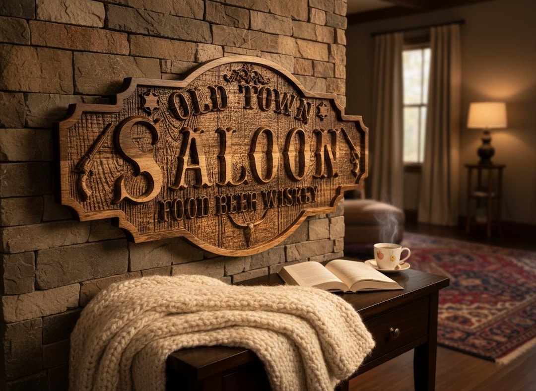 24" X 12" Rustic Western Saloon Sign – Old Town Bar Pub Decor ...