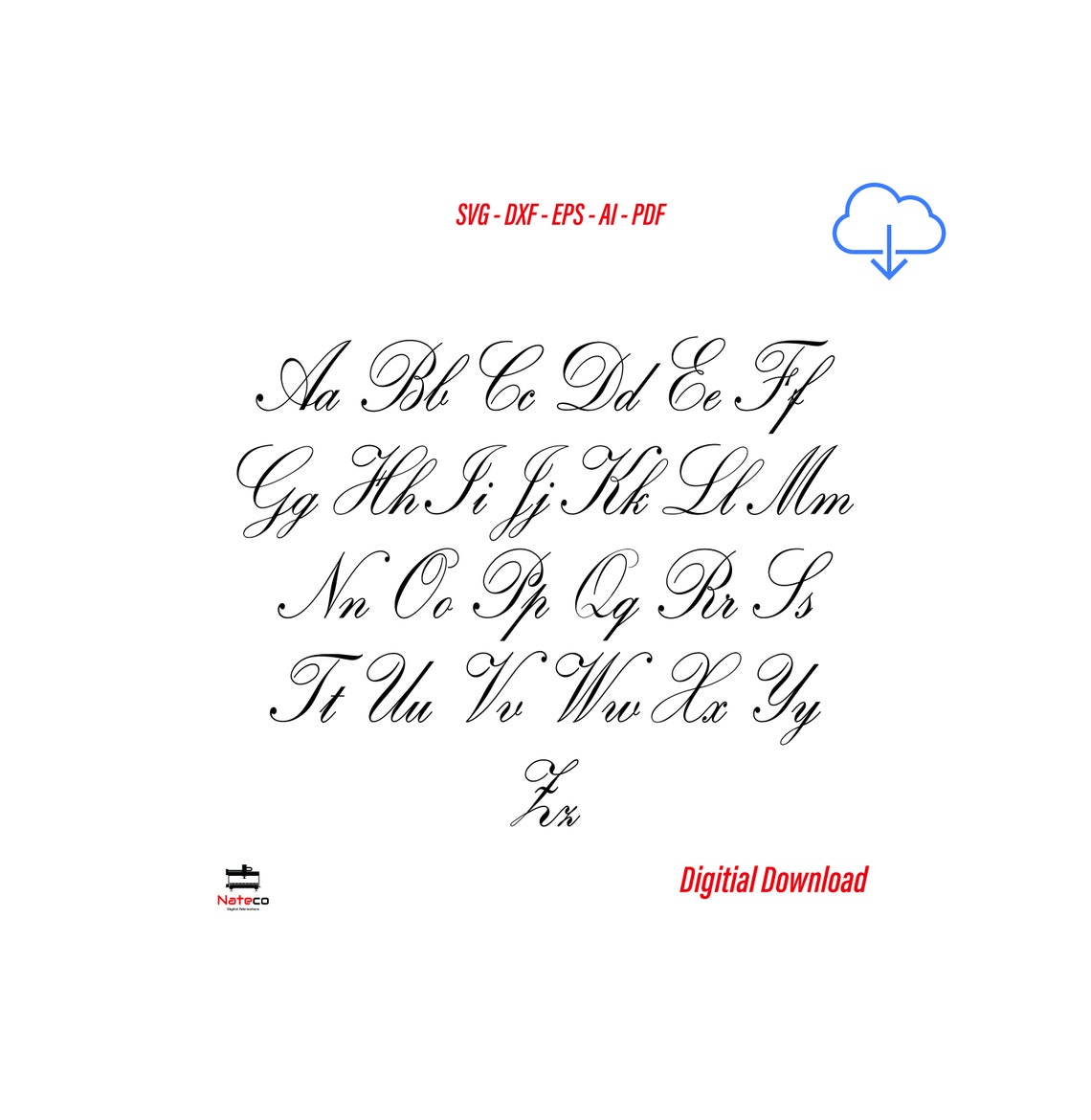 Fancy Monogram Alphabet Letters Cut Files Vector SVG Digital Download ...