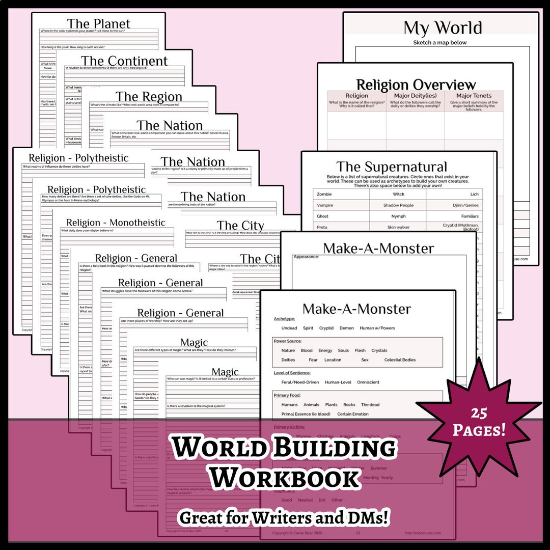 World Building Workbook - Etsy