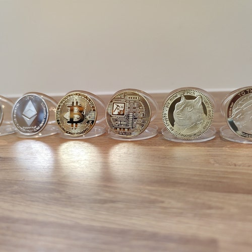 Gold BITCOIN/ETHEREUM/DOGECOIN Collector Coin With Acrylic | Etsy