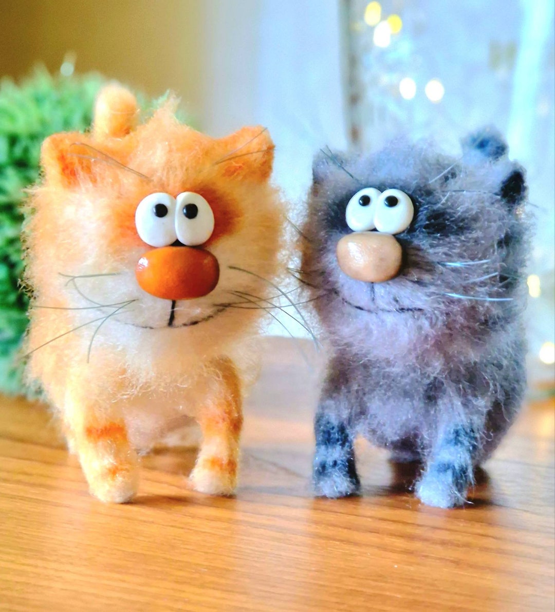Handmade Decorative Cat Figurine, Crocheted Fabric Statue, Ideal as a ...