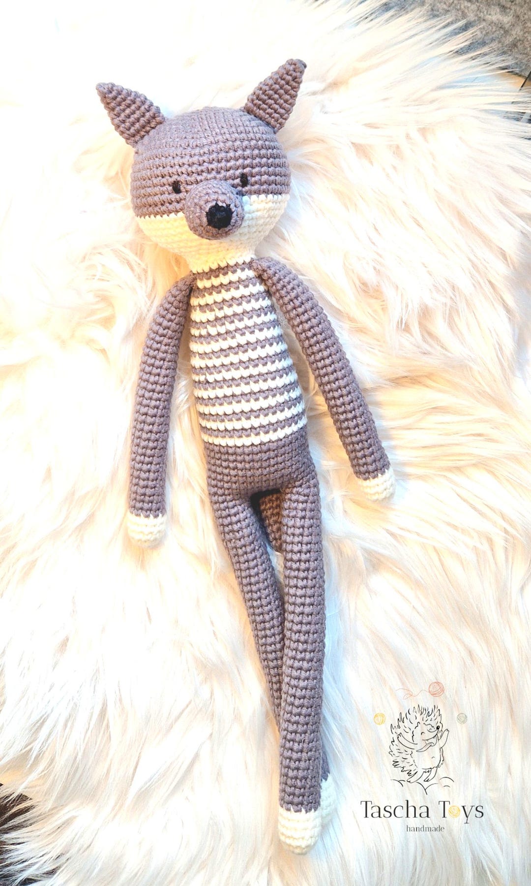 Handmade Crocheted Wolf Soft Toy Wild Animal Wolf Crocheted Doll Wolf ...