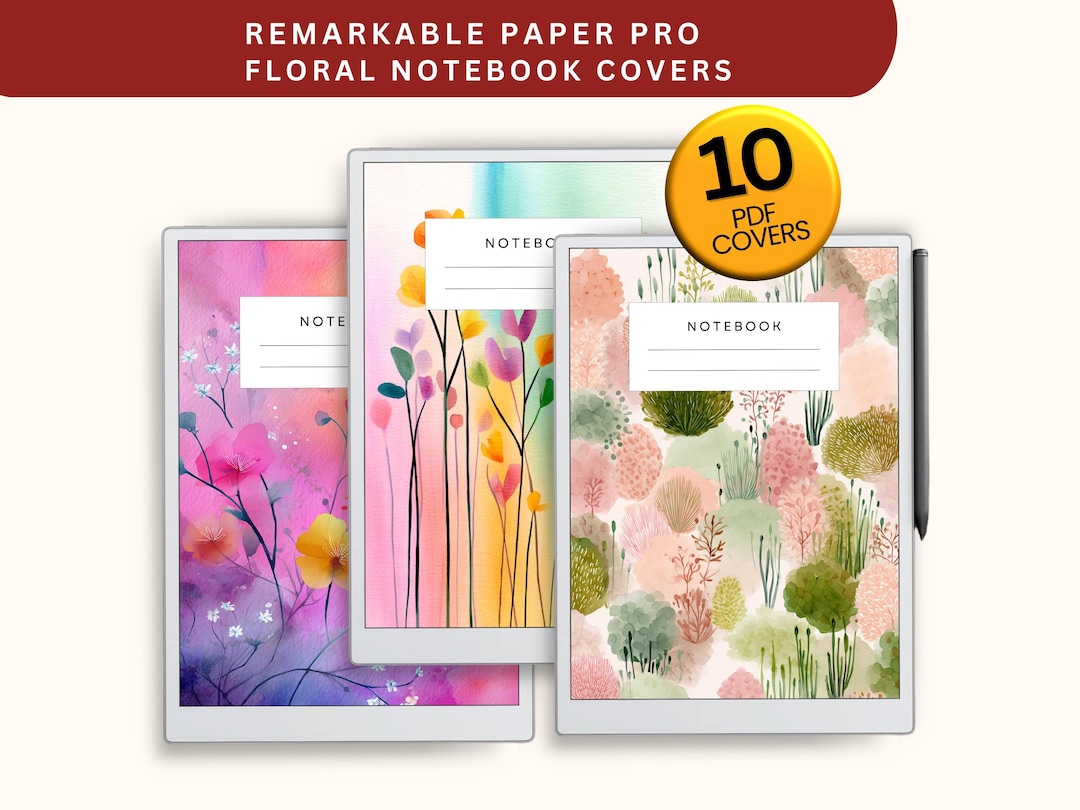 Floral Watercolor Notebook Covers for Remarkable Paper Pro Device (10 ...