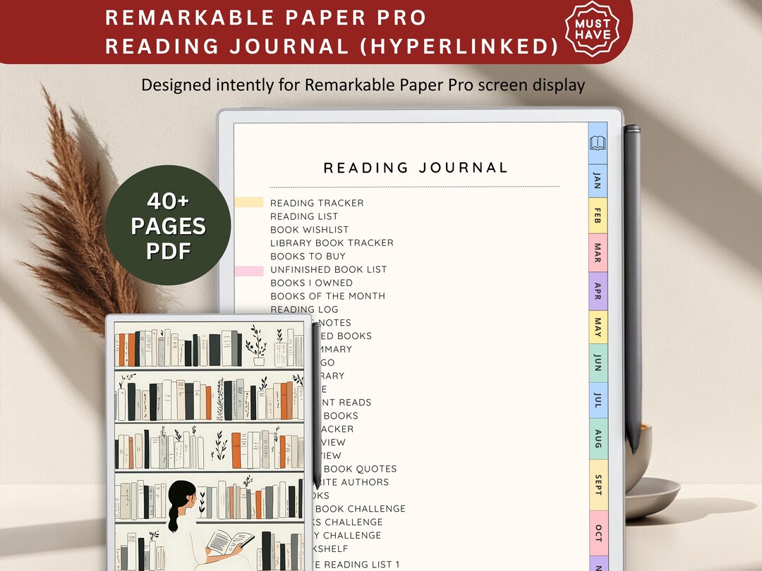 Remarkable Paper Pro Reading Journal: Hyperlinked Book Tracker (PDF) - Etsy