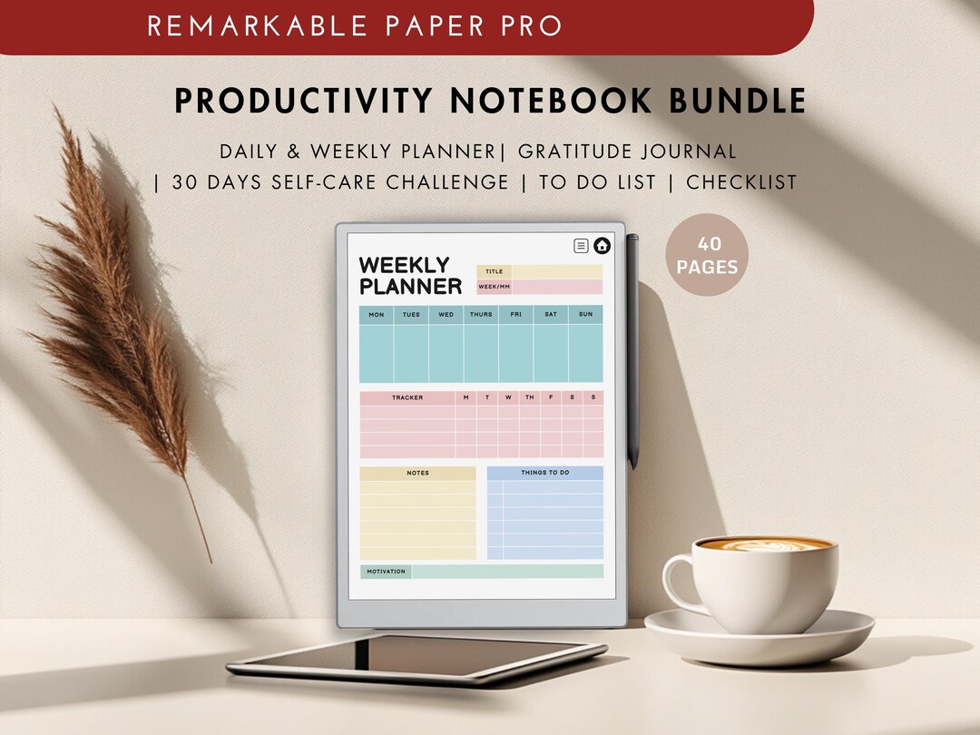 Remarkable Paper Pro Productivity Bundle Undated, Remarkable Templates ...